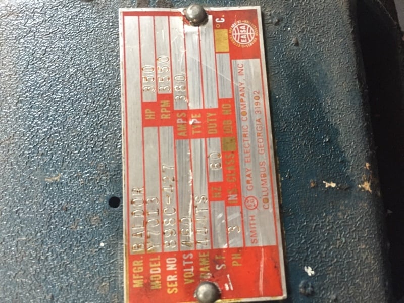 350 HP 3550 RPM Baldor, Frame 444TS, ODP, 380 amp, 460 Volts for Sale ...