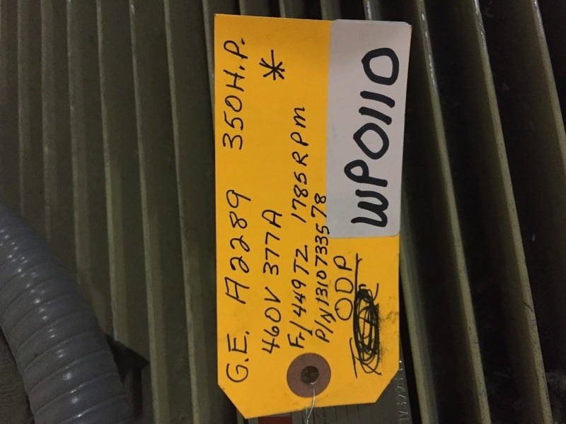 350 HP 1785 RPM General Electric, Frame 449TZ, ODP, 377 amp, 460 Volts ...