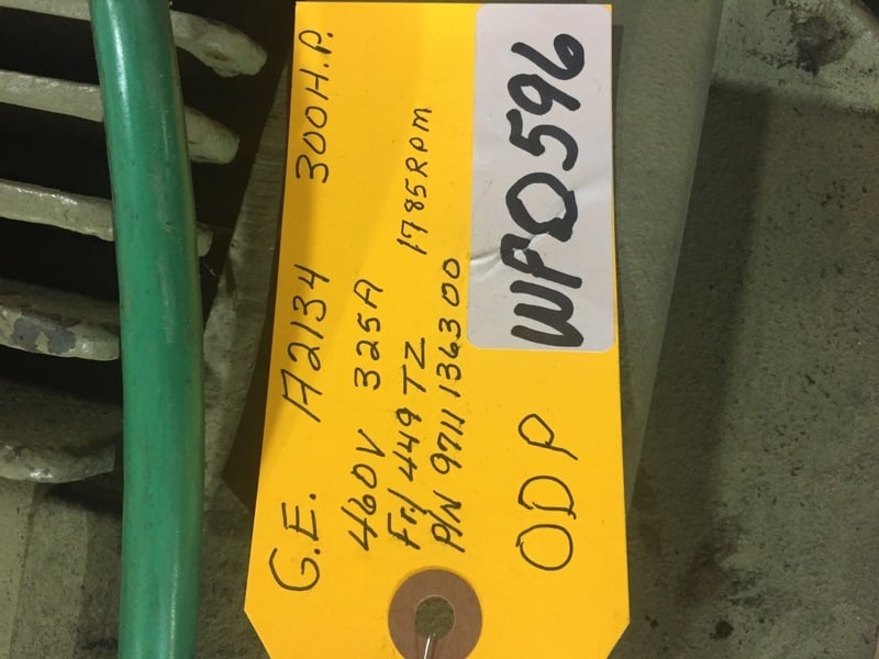 300 HP 1785 RPM General Electric, Frame 449TZ, ODP, (megs bad)325 amp ...