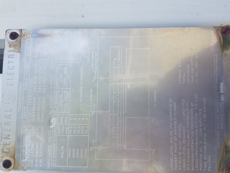 7.5/10.5 MVA 67000 Primary, 12470Y/7200 Secondary, Westinghouse For ...