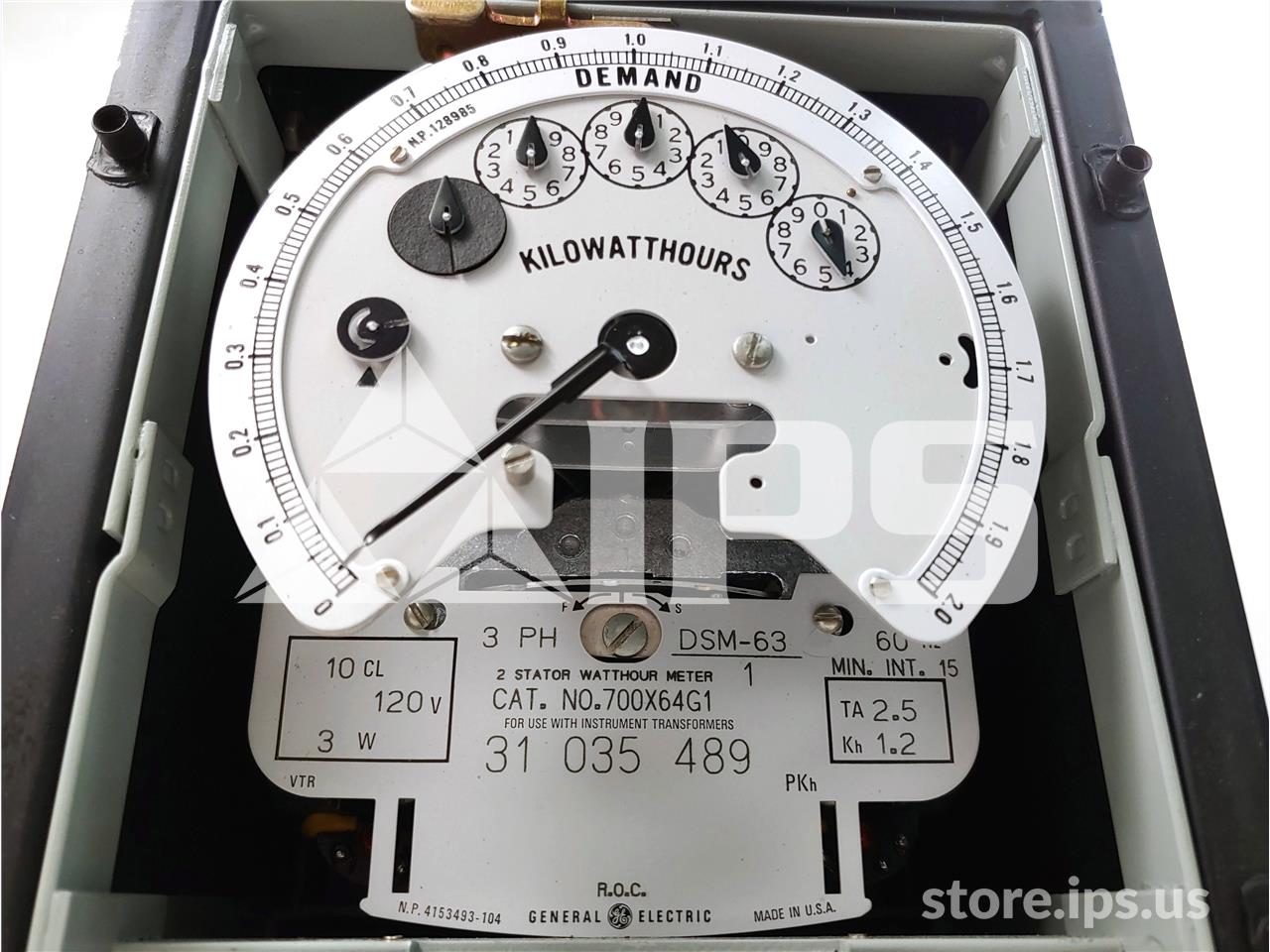 GE Dsm-63 Polyphase Switchboard Watthour Meter 3w3ph, 120vac, 2.5 Amps ...