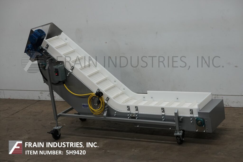 Nercon, Stainless Steel, inclined cleated conveyor, 16-1/2" infeed ...