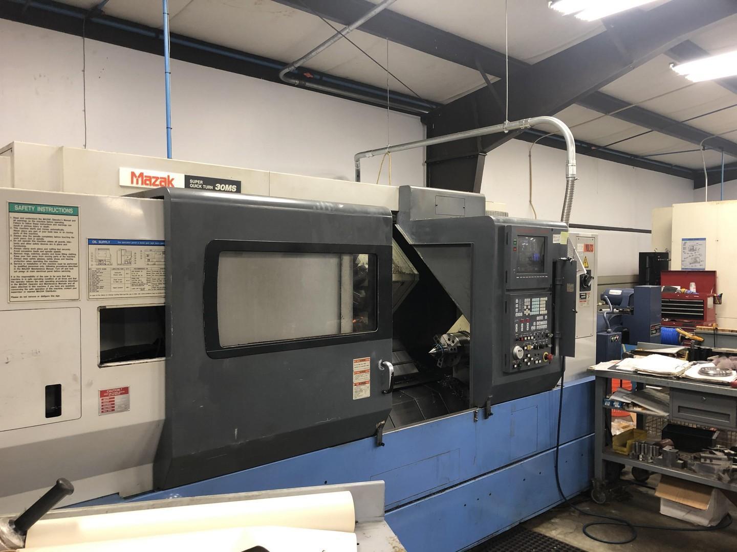 Mazak #SQT-30MS, CNC turning center, 22" swing, 12" chuck, 3-jaw, 33 ...