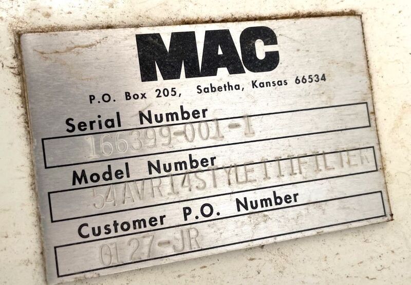 MAC #54AVR14StyleIIIfilter, Reverse Pulse Jet Dust Collector, carbon ...