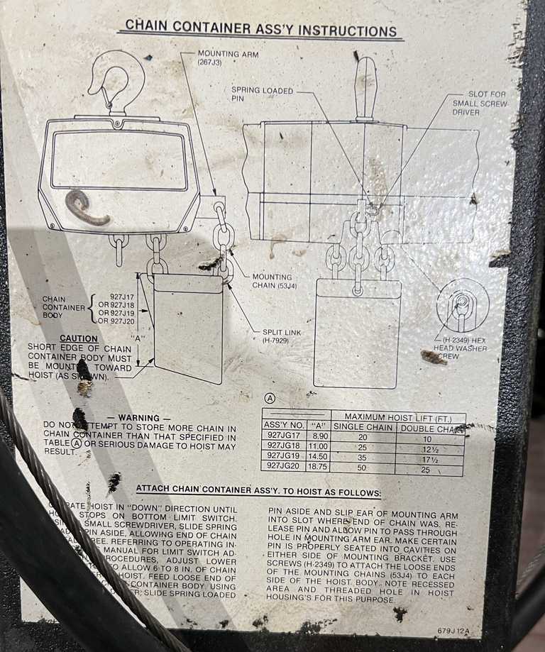 2 Ton, Coffing, chain hoist, hand operated pendant Control For Sale ...