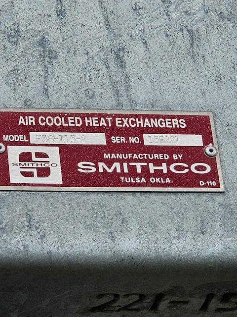 1851 sq.ft., 325 psi, Smithco #F36-115-2, forced draft air fin cooler ...