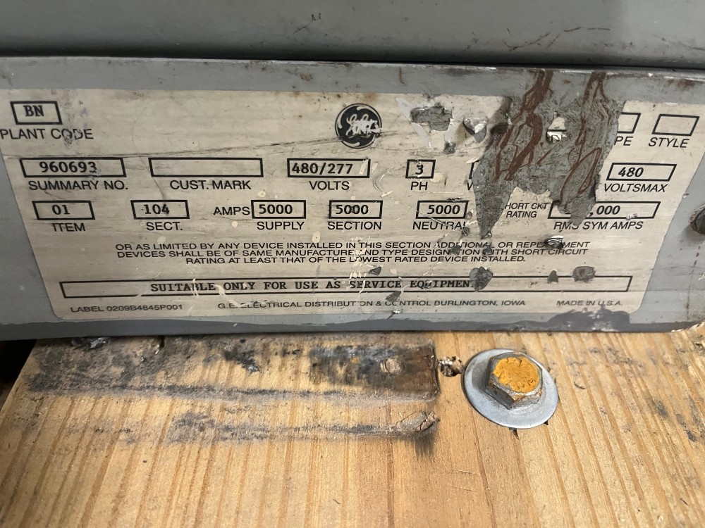 5000 Amps, General Electric, main tie main line up, SUSE rated, WavePro ...