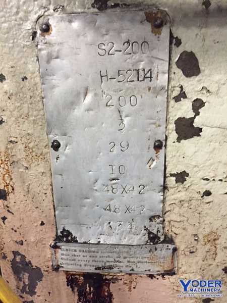 200 Ton, Bliss #S2-200-48-42, SSSC press, 3" stroke, 29" Shut Height ...