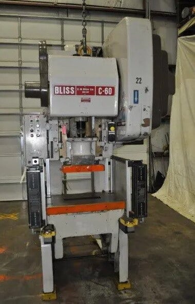 60 Ton, Bliss #C-60, OBI flywheel press, 4" stroke, 14.25" Shut Height ...