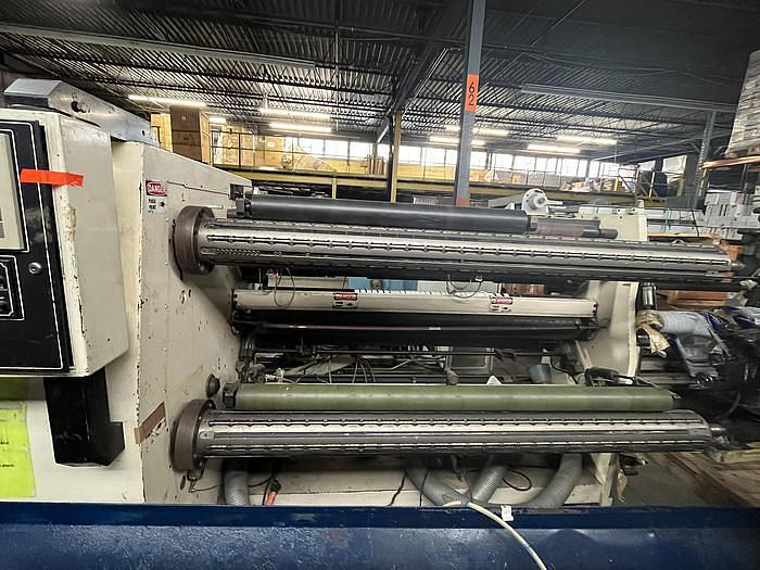 Deacro #DA-653, duplex cantilevered slitter rewinder, 65" web width, 30 ...