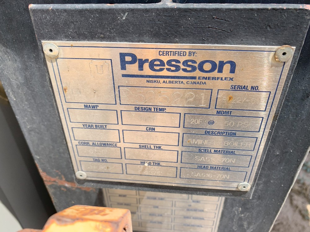 Presson/Enerflex Systems Direct Fired Amine Reboiler, 66" OD x 40 ...