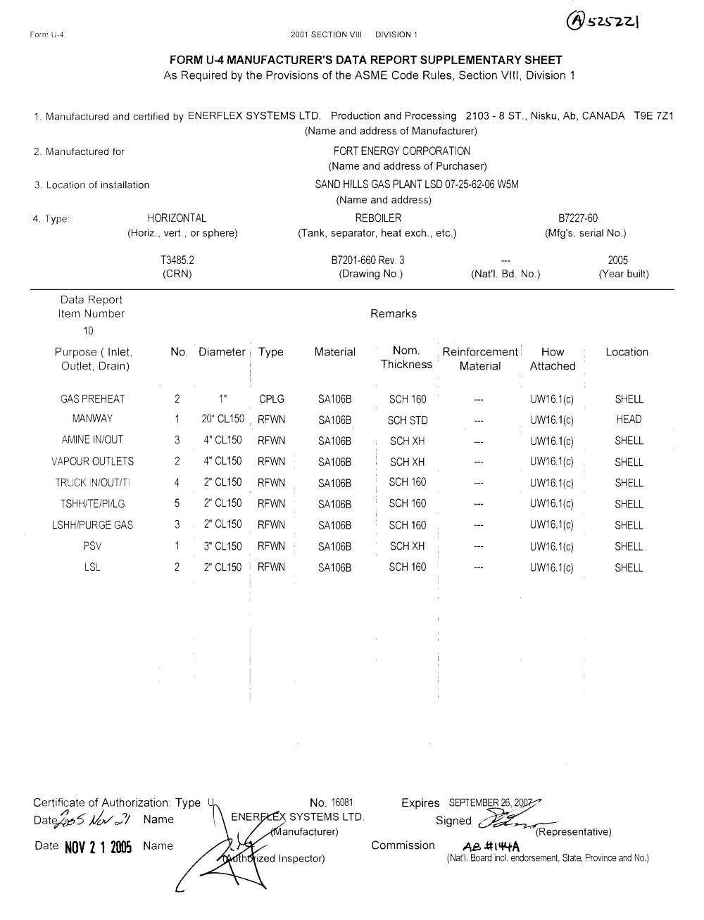 Presson/Enerflex Systems Direct Fired Amine Reboiler, 66" OD x 40 ...