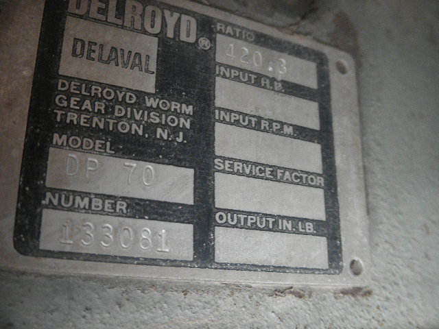 3.4 HP @ 1750/4 RPM, Delroyd #DP70, Worm Gearbox, 420.3:1 Ratio For ...