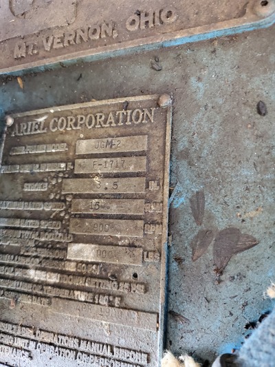 125 HP Ariel #JGM-2, reciprocating compressor w/VRU vane, Teco ...
