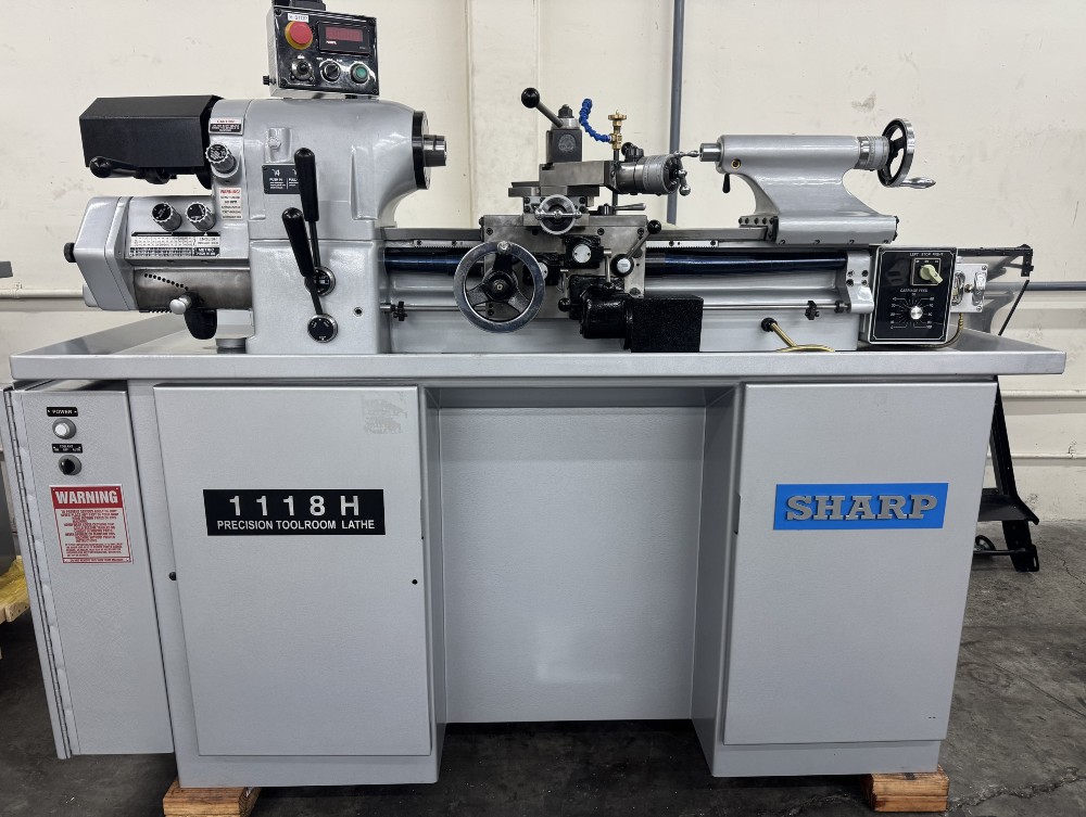 Sharp #1118H, precision toolroom lathe with digital read out, 3-jaw 6 ...