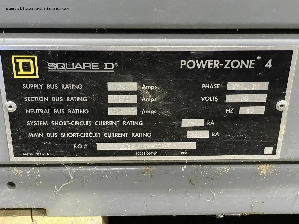 1600 Amps, Square D #PowerZone 480 LV Switchgear 480 Volts For Sale ...