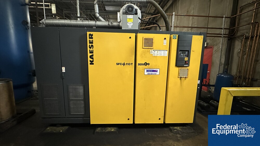 629 cfm, 145 psi, Kaeser #SFC110T, Air Compressor, 150 HP, 460 V ...