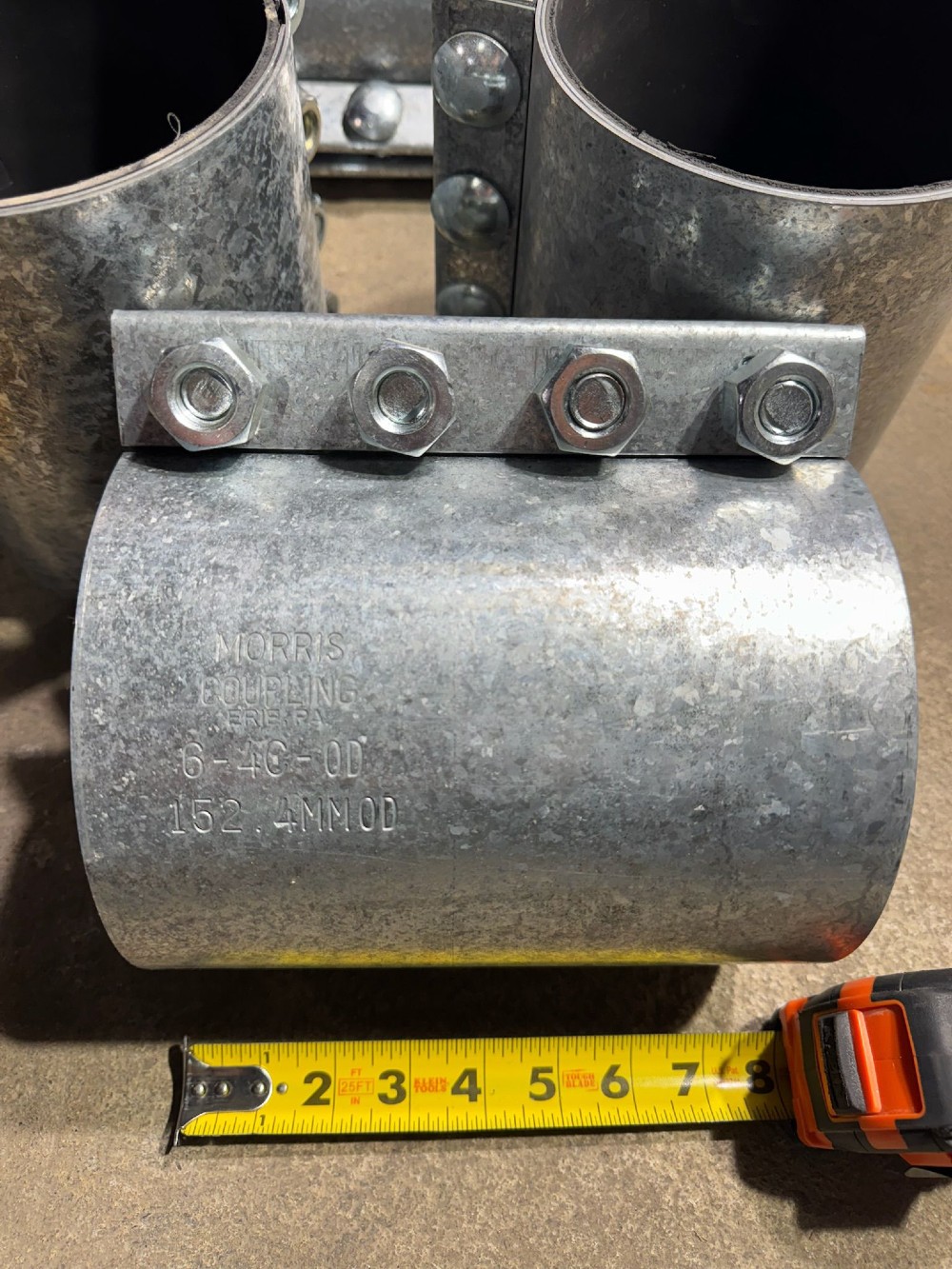 Morris Coupling #6-4C-OD, compression-style pipe coupling clamp, 6" OD ...
