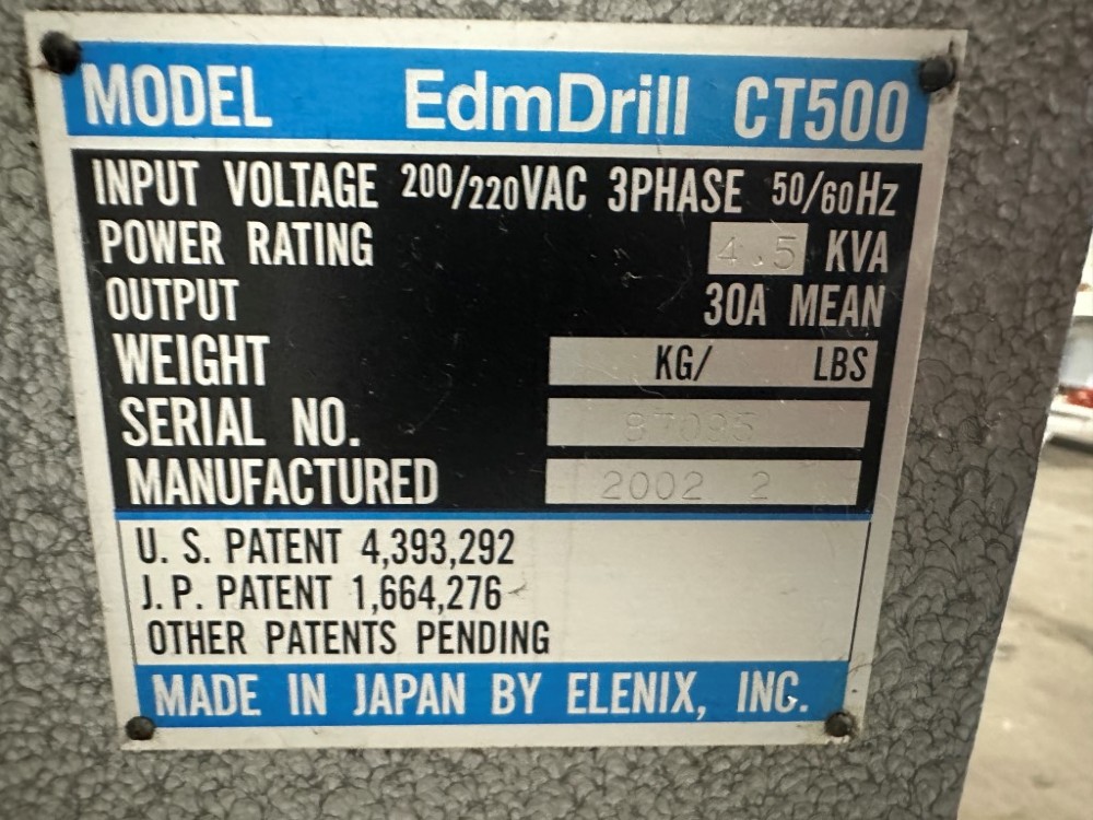 Elenix / Current #CT500, Electrical Discharge Machine drill For Sale ...