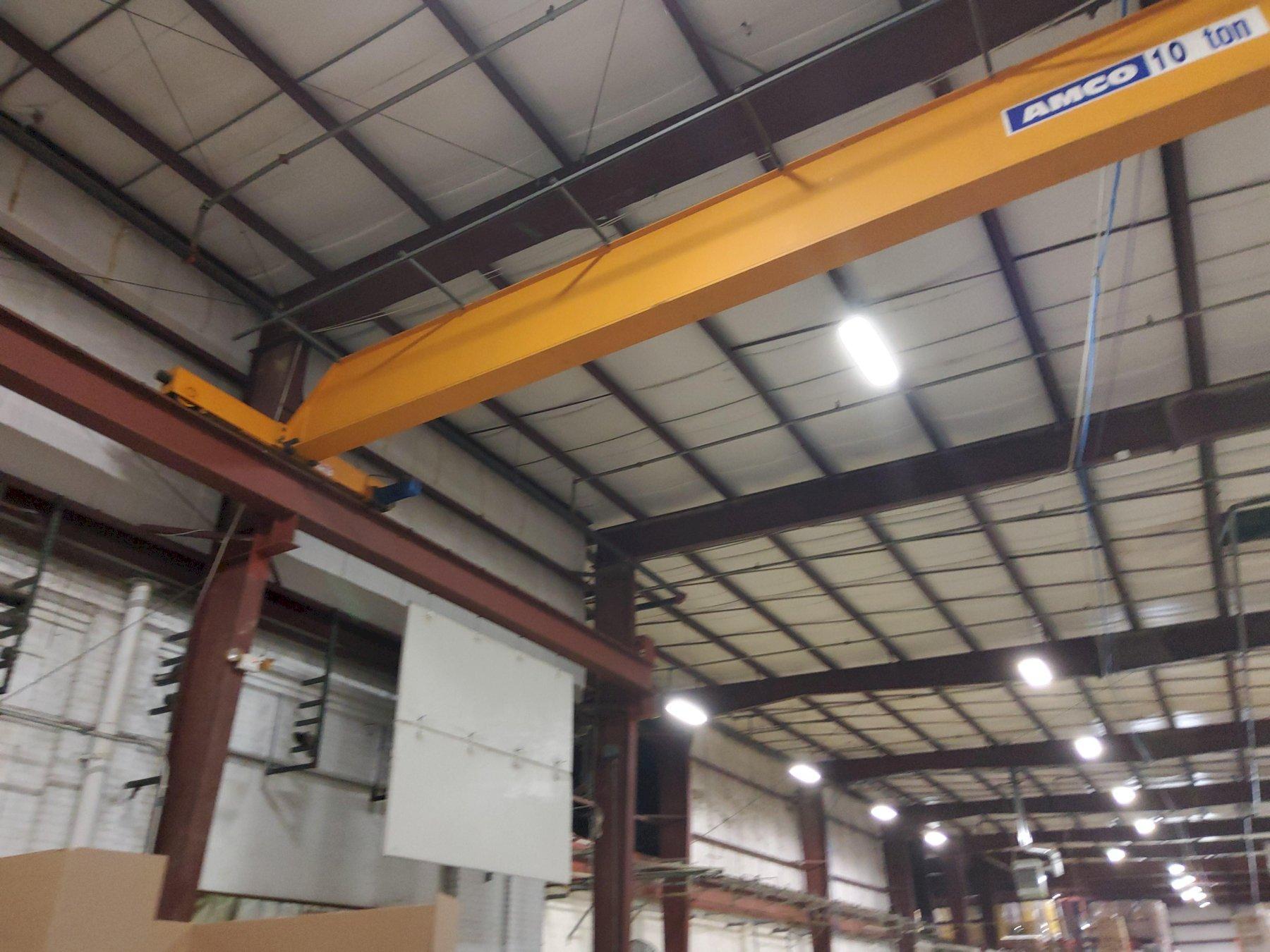10 Ton, Abbus, Bridge Crane, w/ EMH Hoist, 47' span, 21' 2" lift ...