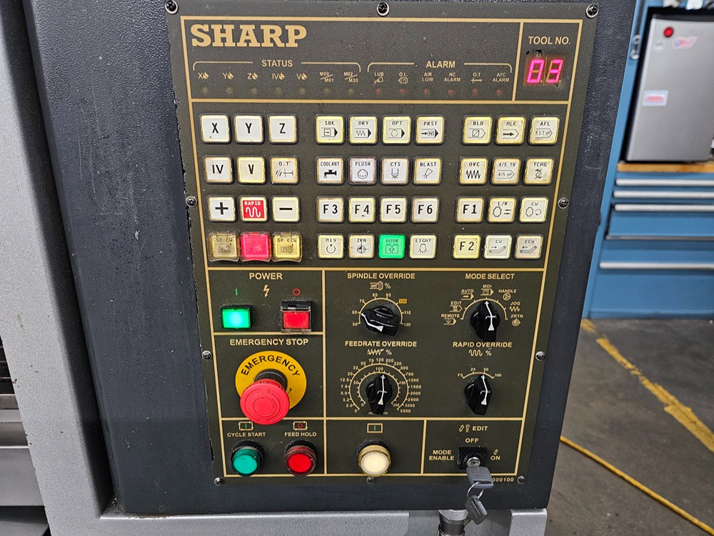 Sharp #SV-2414SF-F, 3-Axis CNC vertical machining center, Fanuc 0i-Mate ...