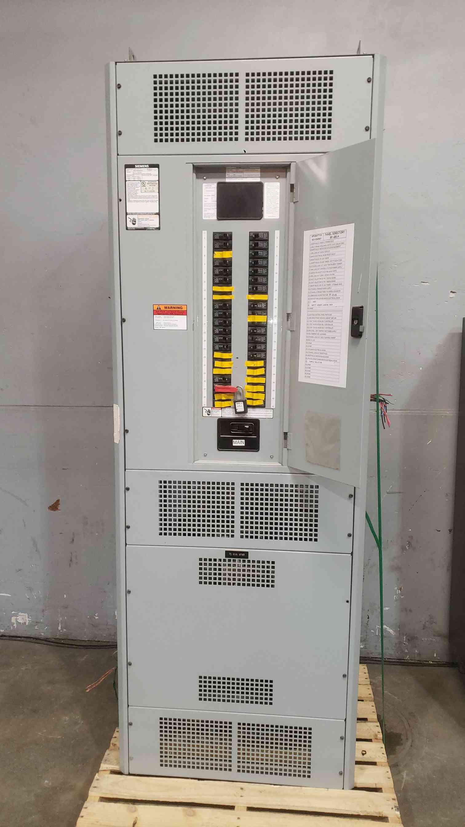Siemens SB3, Switchboard, 75 KVA Transformer, 480V.x 208/120, 250A P1 ...