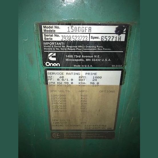 150 KW Cummins Onan #150DGFA, Diesel Generator, trailer mounted, 1800 ...
