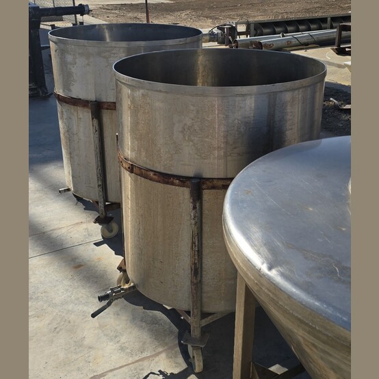 250 gallon Stainless Steel open top tank, 43" diameter x 44" tall, on ...